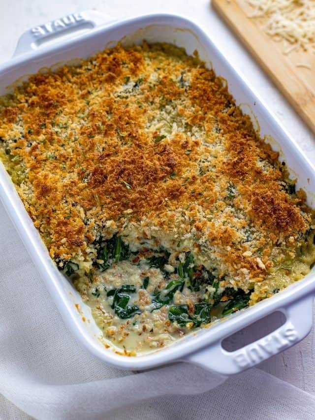 Easy Creamy Spinach Parmesan Casserole - My Kitchen Serenity