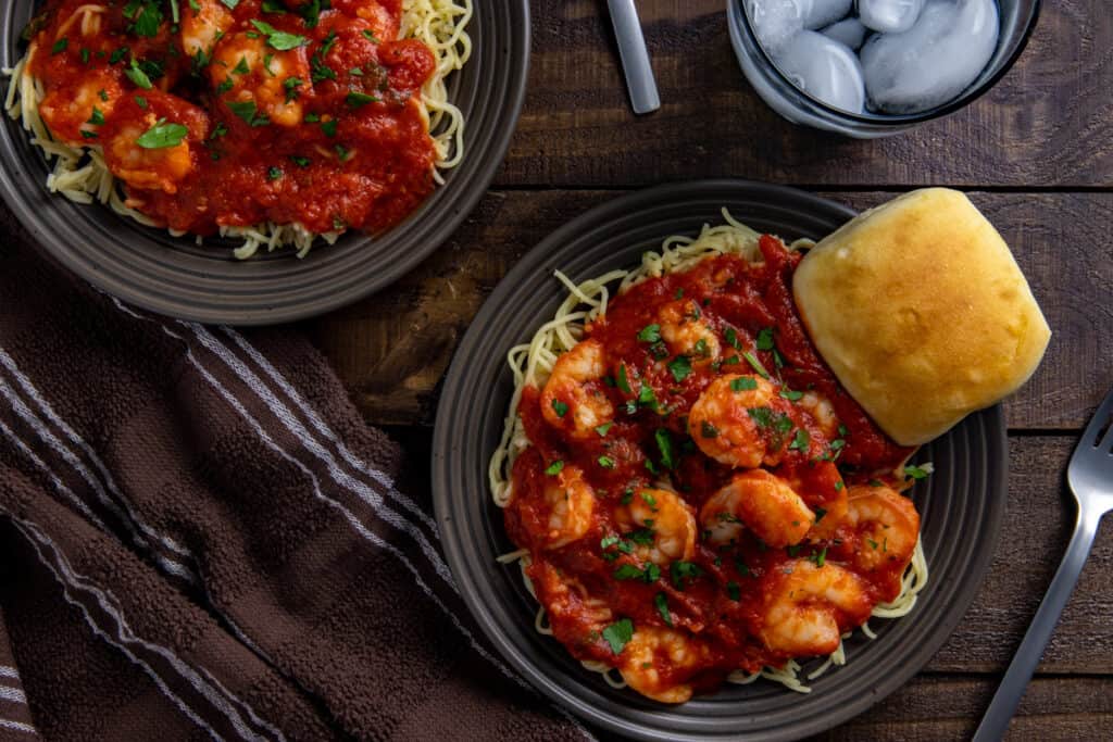 Shrimp Spaghetti with Marinara - My Kitchen Serenity