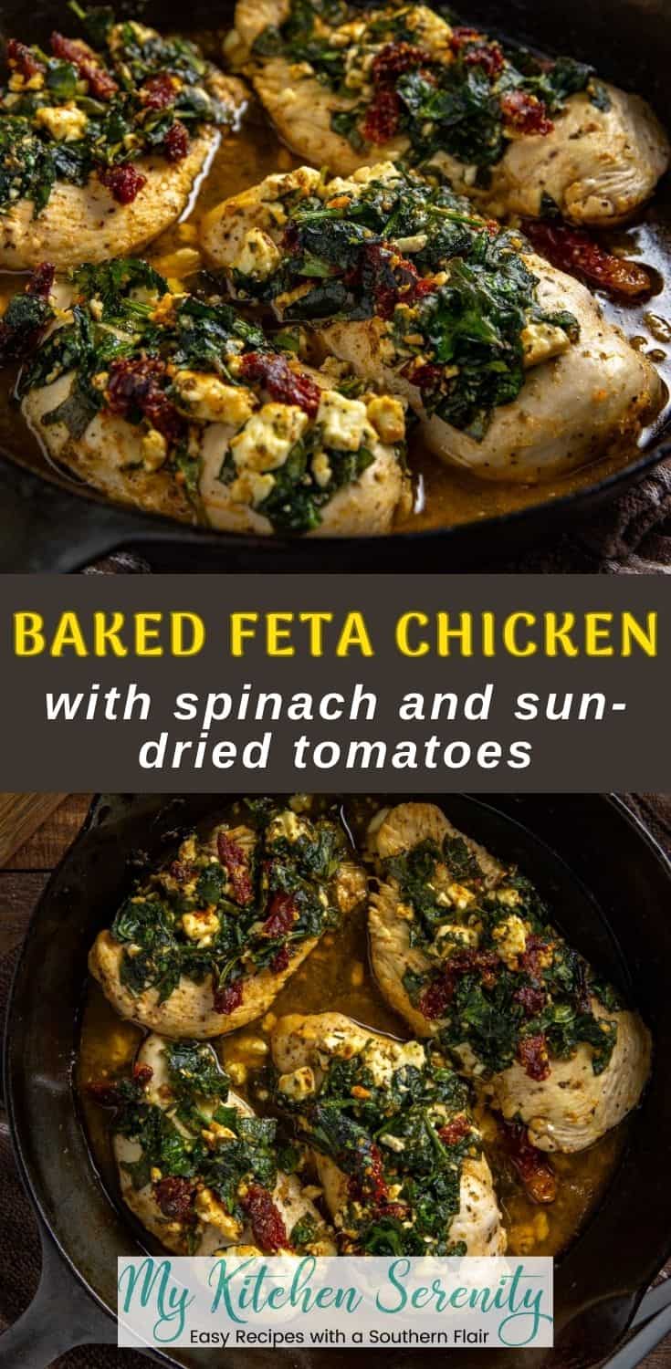 Feta Baked Chicken (with Spinach) - My Kitchen Serenity